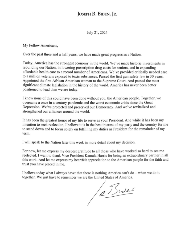 Joe Biden si ritira dalla corsa per la Casa Bianca Joe Biden si ritira dalla corsa per la Casa Bianca