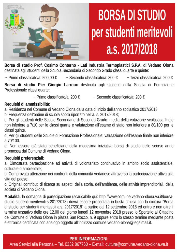 Ancora pochi giorni per richiedere la borsa di studio