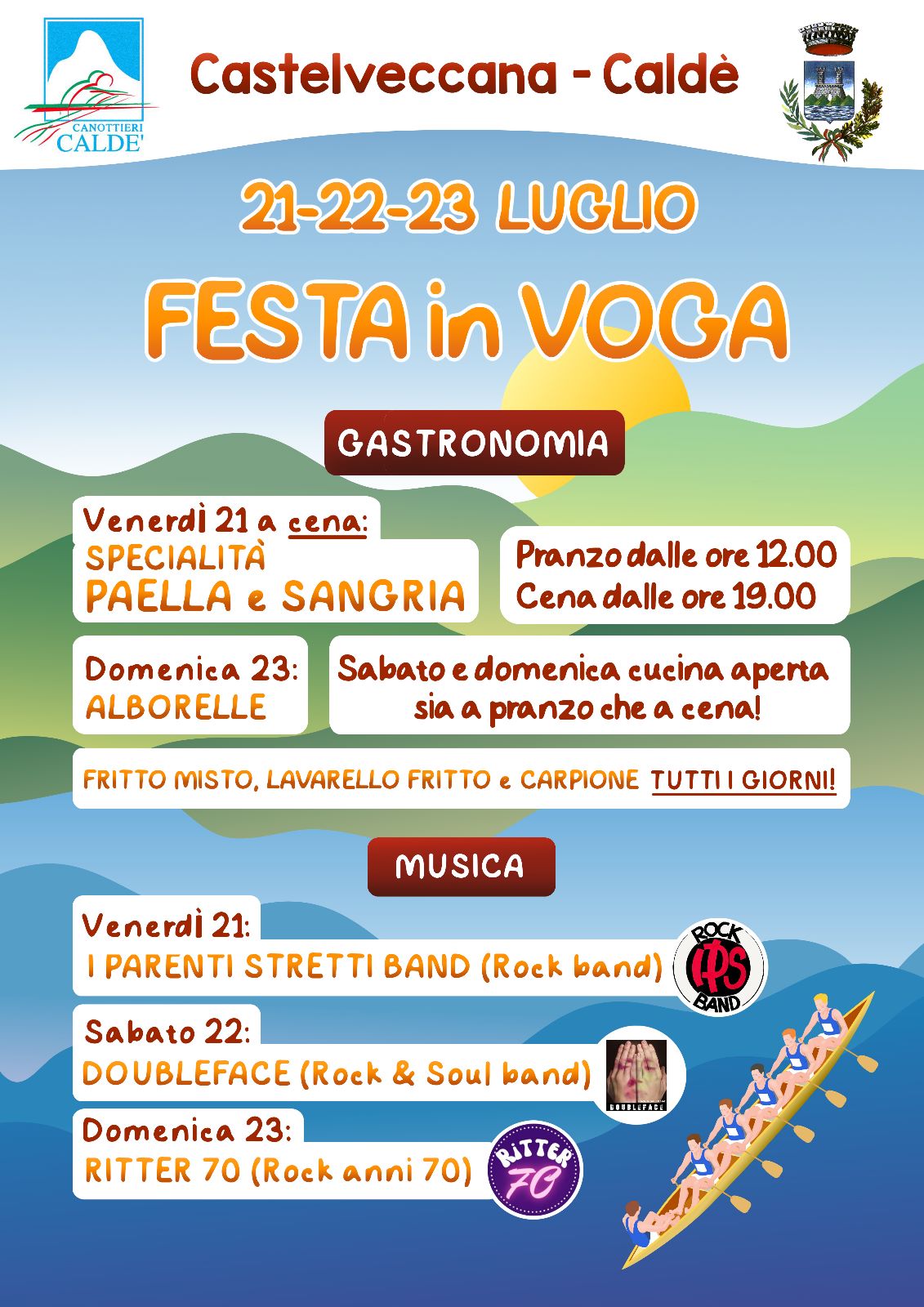 Musica e specialità di pesce alla "Festa in Voga" della Canottieri Caldé